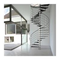 China Hidden wrought iron stringer stairs steel stair handrail circular metal spiral staircase for sale