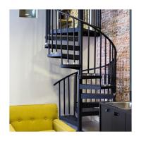 China Decorative metal stair handrail steel glass curved stair modern iron spiral staircase for sale