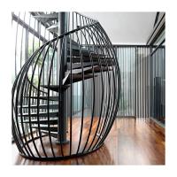 China Steel grid rod iron staircase prefabricated metal spiral stair for sale