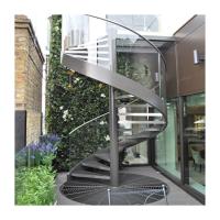 China Tmetal stairs steel rail iron railings spiral staircase for sale