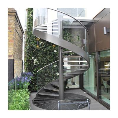 China Tmetal stairs steel rail iron railings spiral staircase for sale