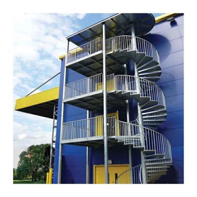 China Commercial metal stairs galvanized steel handrails spiral staircase wrought iron outside for sale
