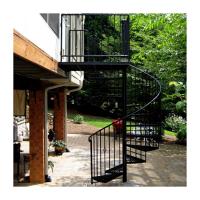 China Steel step wrought iron internal round staircase used spiral metal stairs to steps for sale