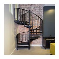 China Steel step wrought iron internal round staircase used spiral metal stairs to steps for sale