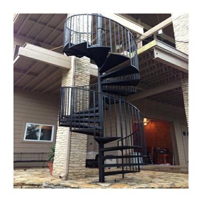 China Small house steel stair decorative iron stairs staircase spiral metal railing designs for sale