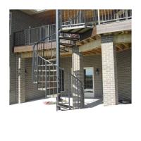 China Metal handrail staircase wrought iron leaves glass steps steel spiral stairs for sale