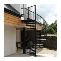 China Interior metal stair handrail staircase wrought iron balustrades residential steel spiral stairs for sale