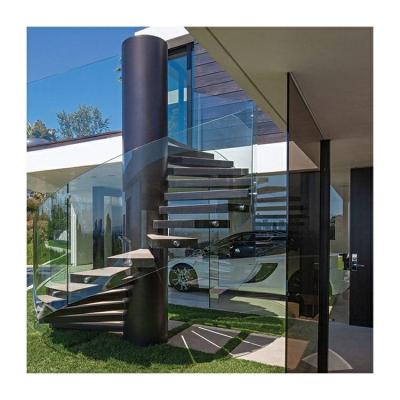 China Outdoor metal handrail wrought iron rod staircase mild steel spiral stairs for sale