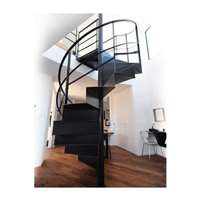 China Wrought iron railing and stairs casting metal outside staircase steel plate spiral stairs for sale