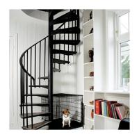 China Glass fance metal handrail interior steel staircase wrought iron spiral stair treads for sale