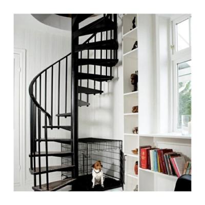 China Glass fance metal handrail interior steel staircase wrought iron spiral stair treads for sale
