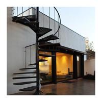 China Glass fance metal handrail interior steel staircase wrought iron spiral stair treads for sale