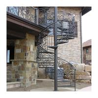 China Prefab metal stairs stainless steel circular staircase mounted wrought iron spiral stair for sale