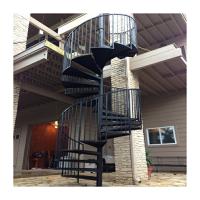 China Custom wrought iron stairs industrial metal staircase decorative steel spiral stairs for sale