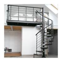China Cast iron stair tread metal frame curved staircase stainless steel timber spiral stairs for sale