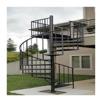 China Railing metal stairs outdoor carbon steel staircase outdoor cast iron spiral stairs for sale