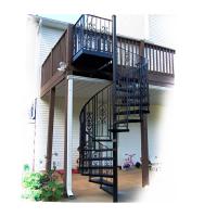 China Modern wrought iron handrails round metal staircase steel glass spiral stair for sale