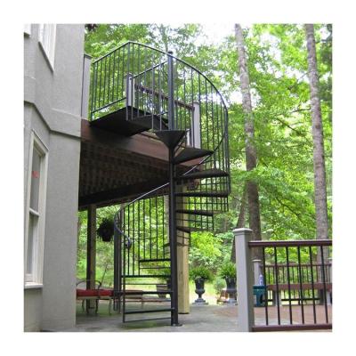 China Outdoor metal handrail indoor stainless steel staircase wrought iron railing with spiral newel for sale