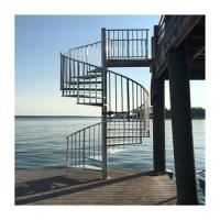 China Exterior metal stair wrought iron baluster staircase steel support spiral stairs for sale