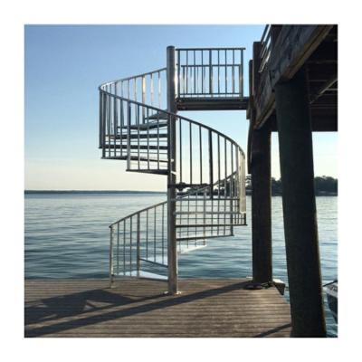 China Exterior metal stair wrought iron baluster staircase steel support spiral stairs for sale