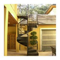 China Exterior metal stair wrought iron baluster staircase steel support spiral stairs for sale