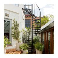 China Exterior metal stair wrought iron baluster staircase steel support spiral stairs for sale