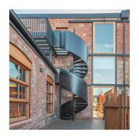 China Metal and glass stairs staircase with carbon steel beam metal spiral stairs cast iron stair for sale