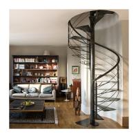 China Metal stair railing stainless steel curved staircase indoor wrought iron spiral stairs for sale