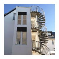 China Metal indoor stairs balcony steel grill designs black wrought iron spiral staircase for sale