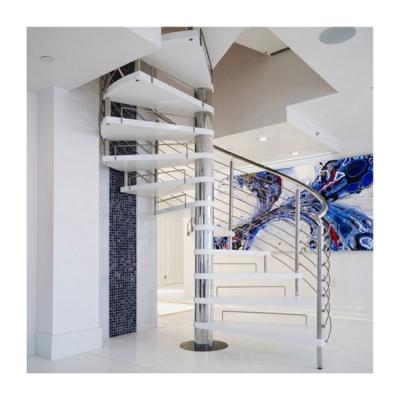 China Townhouse beautiful wooden box step stairs acacia spiral staircase for sale