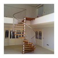 China Townhouse beautiful wooden box step stairs acacia spiral staircase for sale