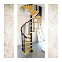 China Townhouse beautiful wooden box step stairs acacia spiral staircase for sale