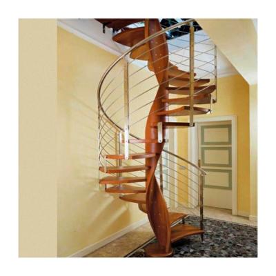 China Small space use dark color spiral stairs indoor wood spiral staircase for sale