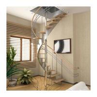 China Small space use dark color spiral stairs indoor wood spiral staircase for sale