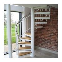 China Small space use dark color spiral stairs indoor wood spiral staircase for sale