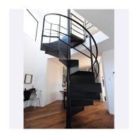China Metal step stairs steel flat bar stair handrail wrought iron sspiral staircase outdoor for sale