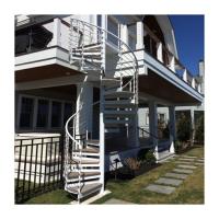 China Metal step stairs steel flat bar stair handrail wrought iron sspiral staircase outdoor for sale