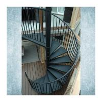 China Metal step stairs steel flat bar stair handrail wrought iron sspiral staircase outdoor for sale