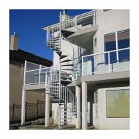 China Collapsible metal rod models iron staircase indoor steel spiral glass stairs for sale