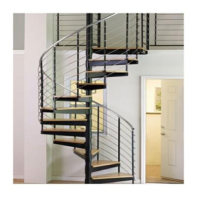 China Central round post stair with wood tread used glass spiral staircase for sale