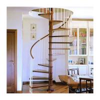 China Central round post stair with wood tread used glass spiral staircase for sale