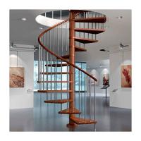 China Round ladder tempered glass spiral stairs decorative steel wood spiral staircase for sale