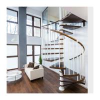 China Customized Wood Spiral Stairs Round Ladder Steel Helical Stairs for sale