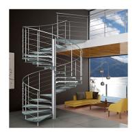 China Interior Steel Building Spiral Staircase with Glass Clamp customized for sale