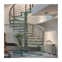China Interior Steel Building Spiral Staircase with Glass Clamp customized for sale