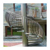 China Wrought Iron Building Spiral Staircase Wall Art Stainless Steel Railing Stairs for sale