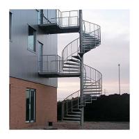 China Outdoor Building Spiral Staircase Upright Wrought Iron Railing Stainless Steel Stair for sale