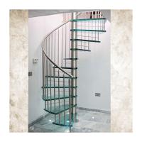 China Modern Building Spiral Staircase Stainless Steel Posts Attic Glass Spiral Stairs for sale