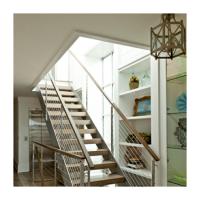 China Staircase black stainless cable railing 2x2 wire fence for sale
