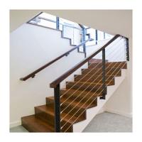 China Outdoor stair balustrade cable fence supplies green vinyl coated wire fencing for sale